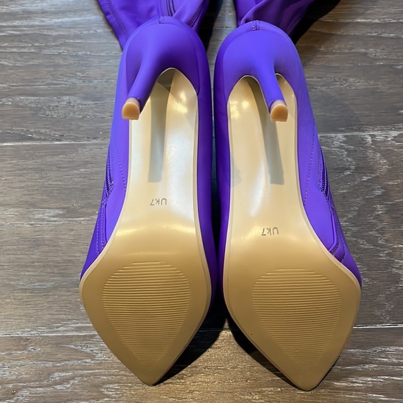 EGO | Shoes | Ego Thigh High Stretch Purple Pointy Toe Boot | Poshmark